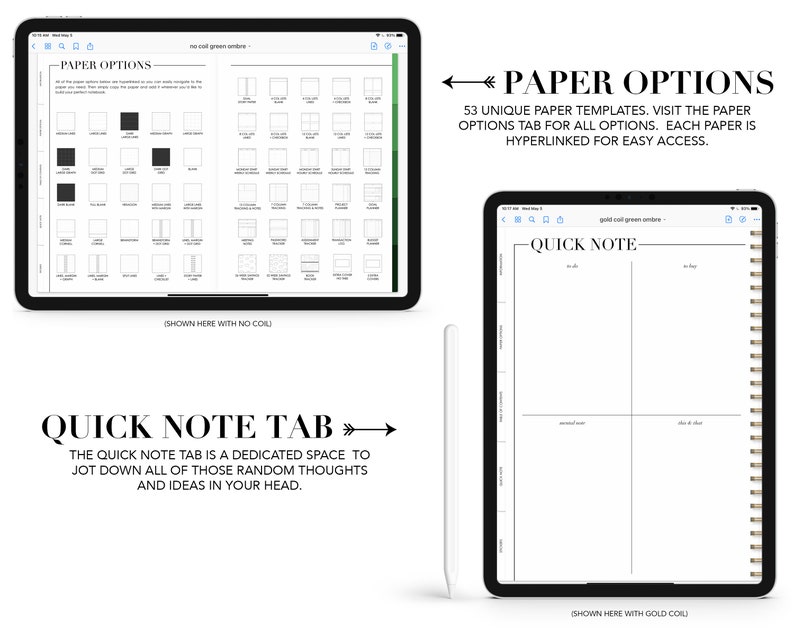 Digital Notebook 5 Subject 5 Styles 53 Templates | Etsy