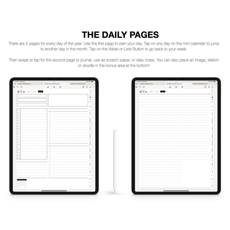 2025-2026 Digital Planner | Simple Daily Duo | Mid Year July-june | for ...
