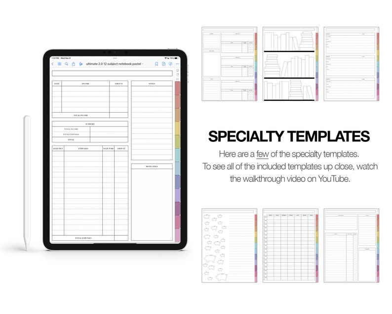 Digital Notebook | SERIES 2 | 131 Templates | 12 Subject | for ...