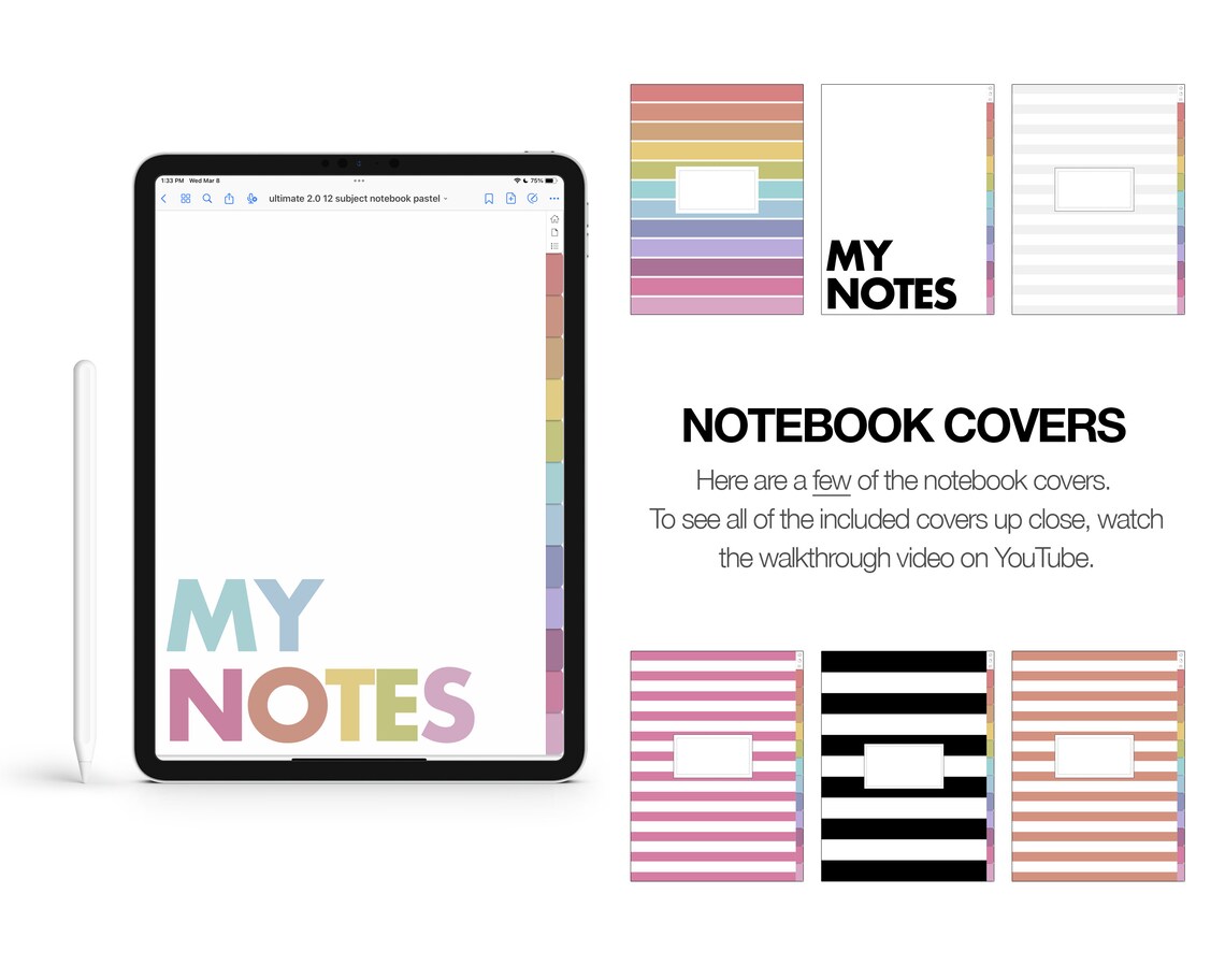 Digital Notebook | SERIES 2 | 131 Templates | 12 Subject | for ...