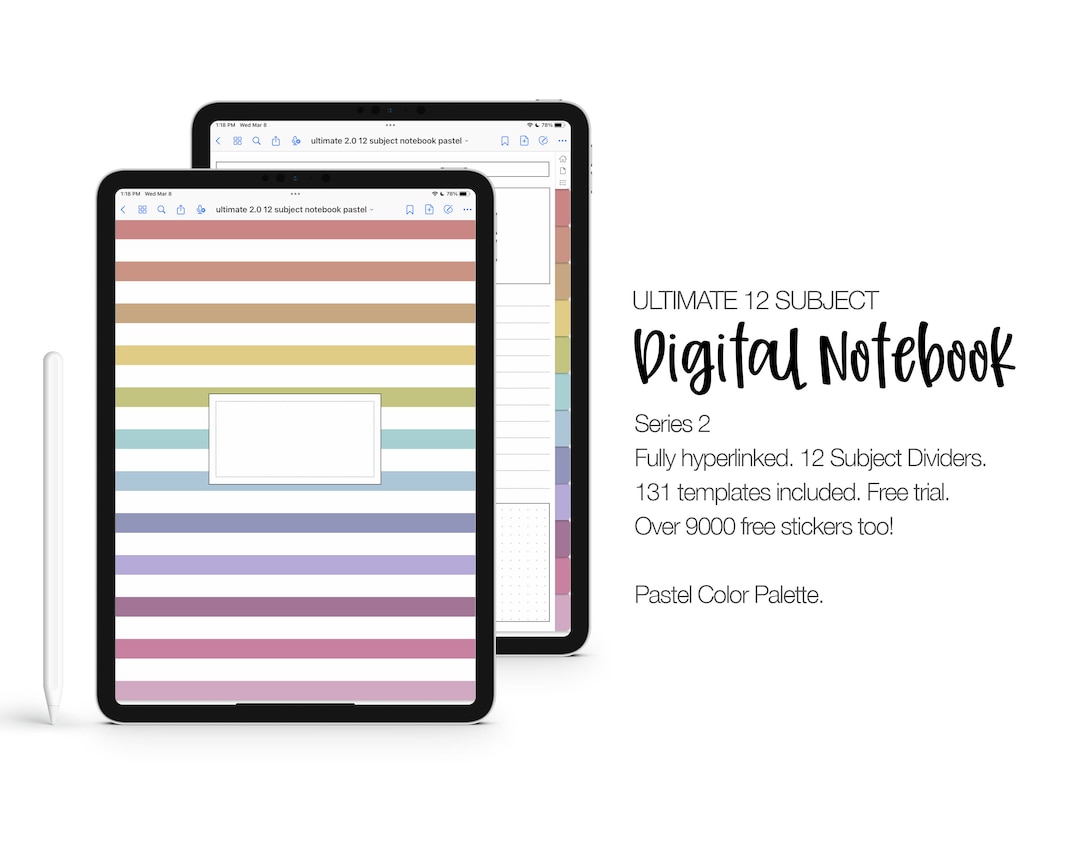 Digital Notebook | SERIES 2 | 131 Templates | 12 Subject | for ...