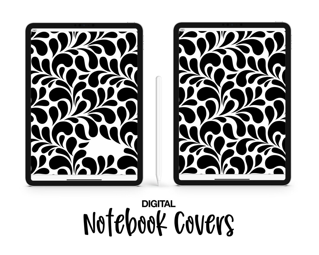 Digital Notebook Covers - Black and White Swirl | Goodnotes ...