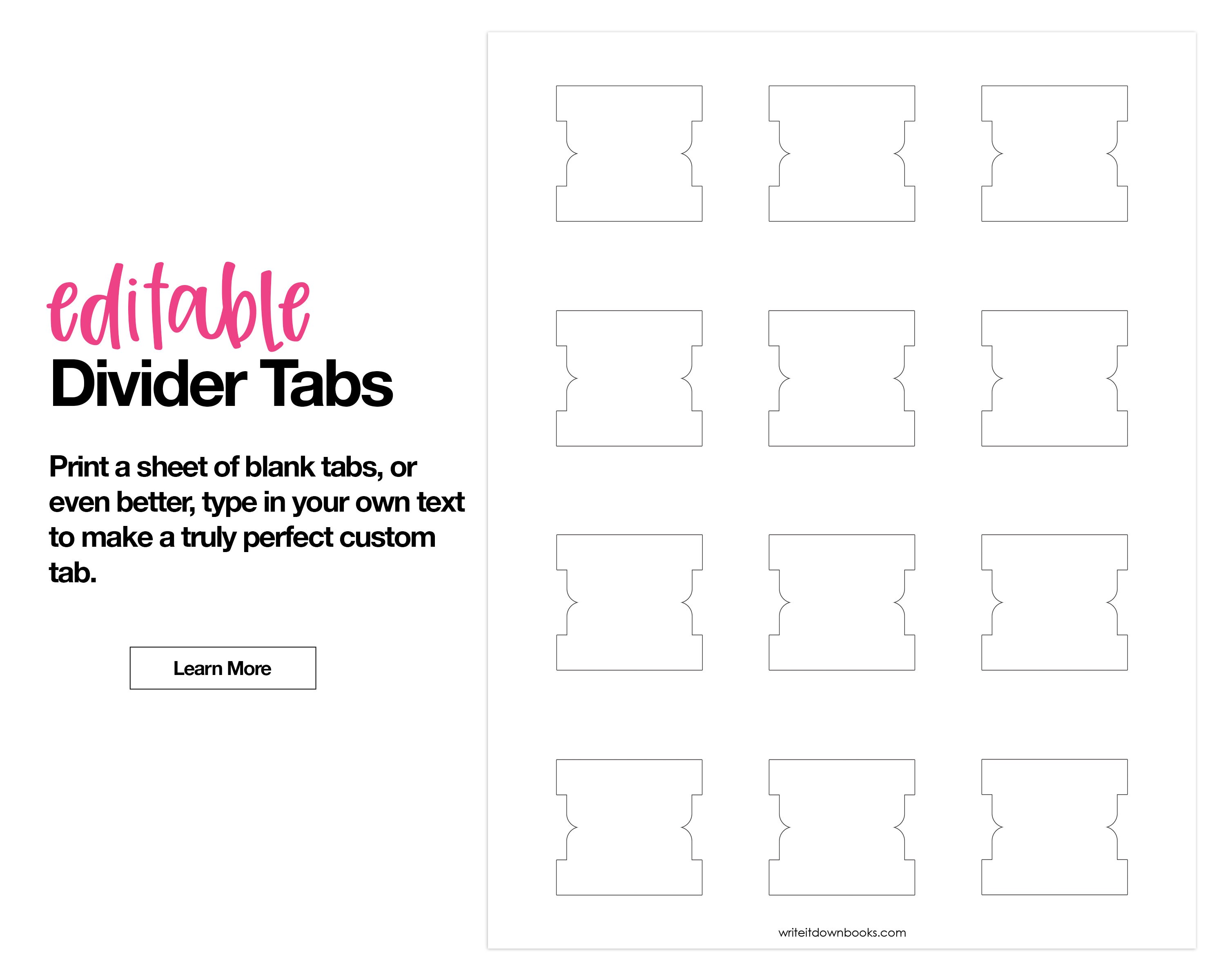 Pdf Png Print Cut A4 Divider Tabs Eps A4 12 Tab Divider Digital 