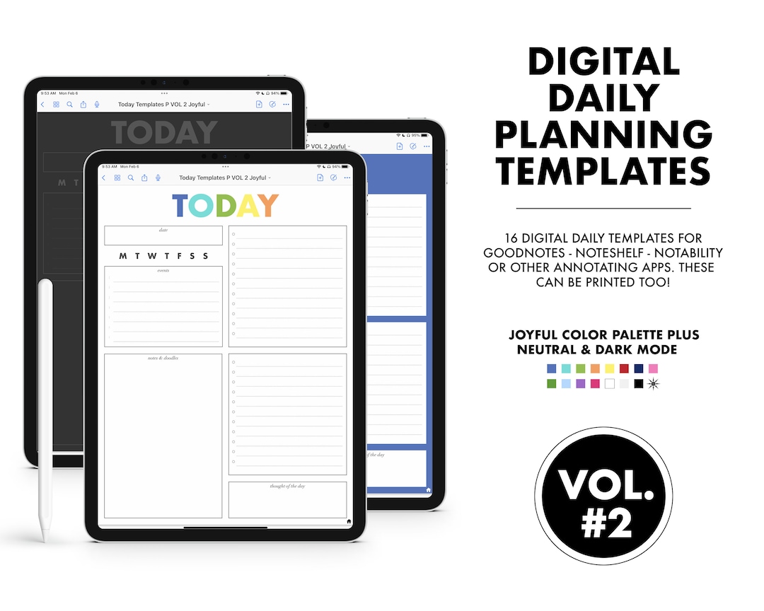 16 Digital Daily Planning Templates - Today VOL 2 - | Joyful, Neutral ...