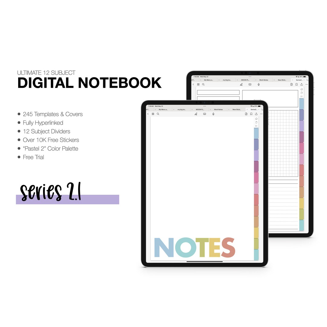 Digital Notebook | SERIES 2.1 | 244 Templates | 12 Subject | for ...