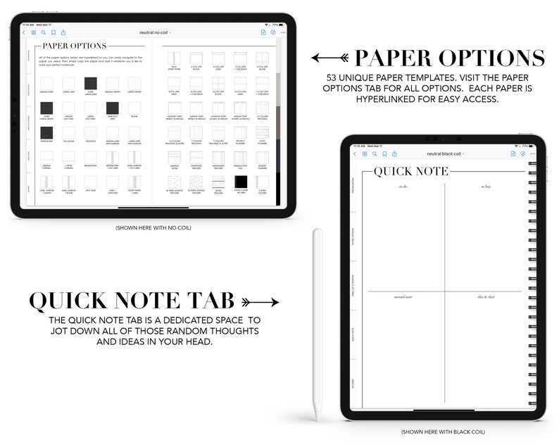 5 Subject Digital Notebook | 53 Templates | Landscape or Portrait | for ...