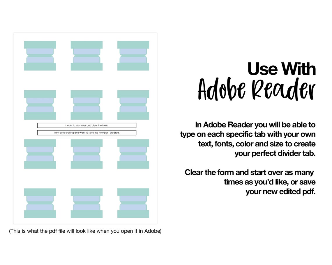 Editable Divider Tabs | Blank | Printable | DIY | Soft Aqua - Etsy