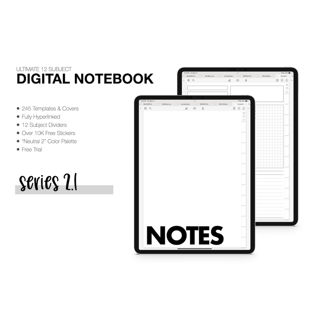 SERIES 2.1 Digital Notebook | 12 Subject | Digital Notebook With Tabs ...