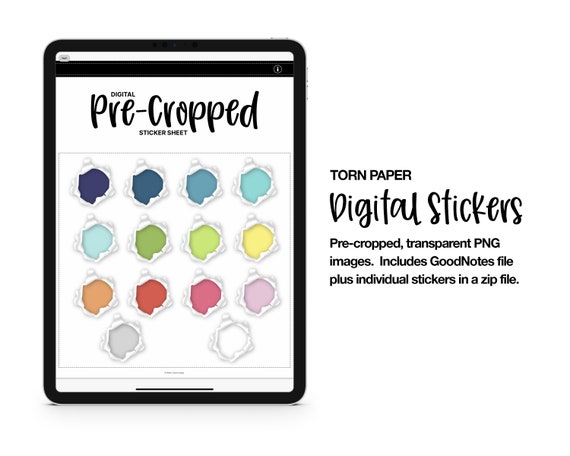 Torn Paper Sticker Sheet Digital Pre-cropped Transparent - Etsy