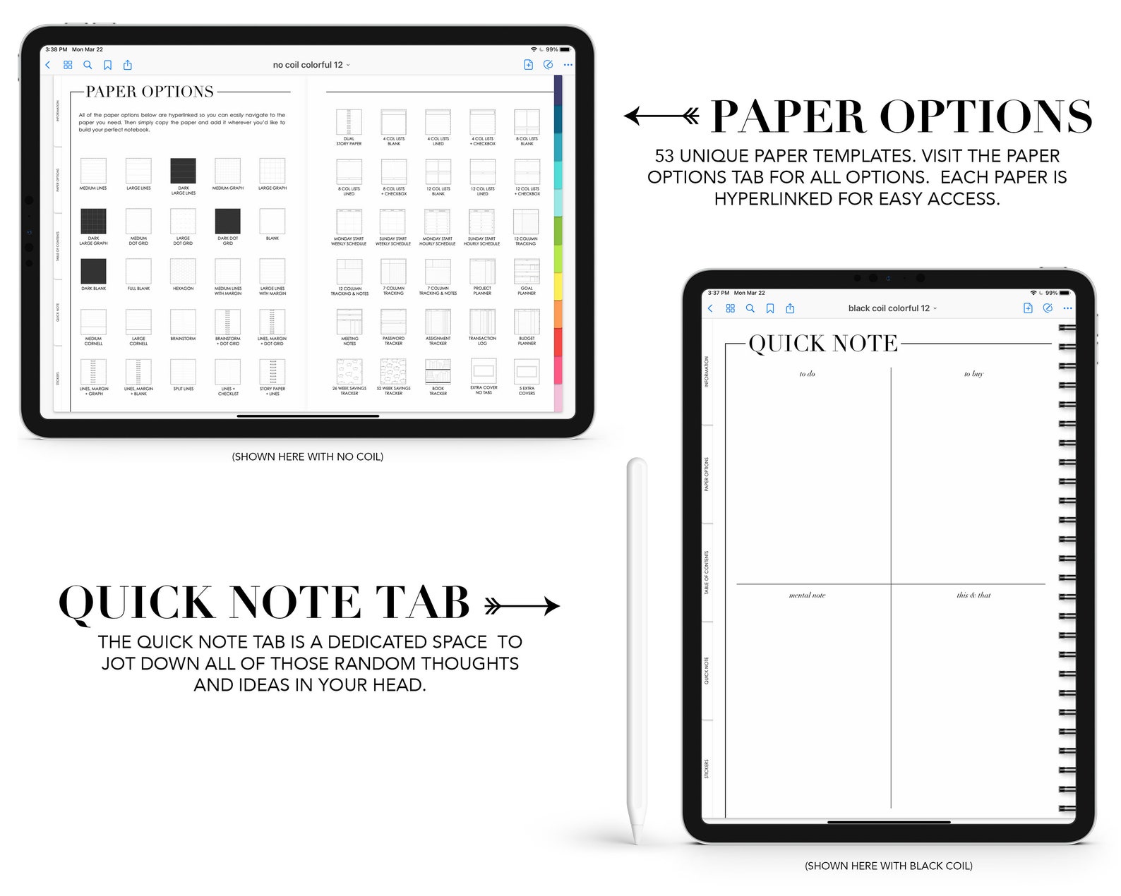 Digital Notebook 12 Subject 5 Styles 53 Templates - Etsy