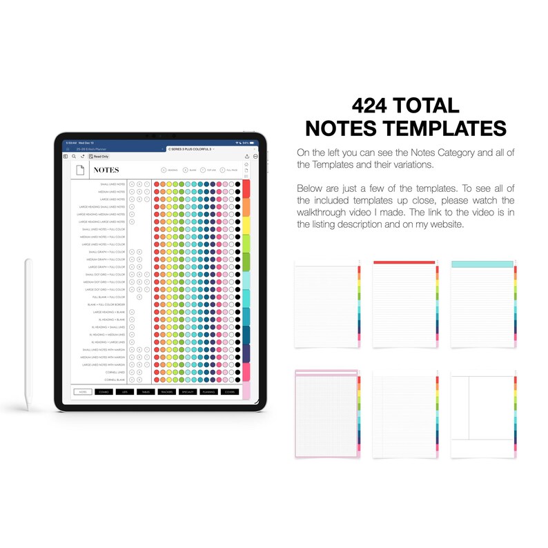 Digital Notebook | Series 3 PLUS | 2185 Templates | 12 Subject | for ...