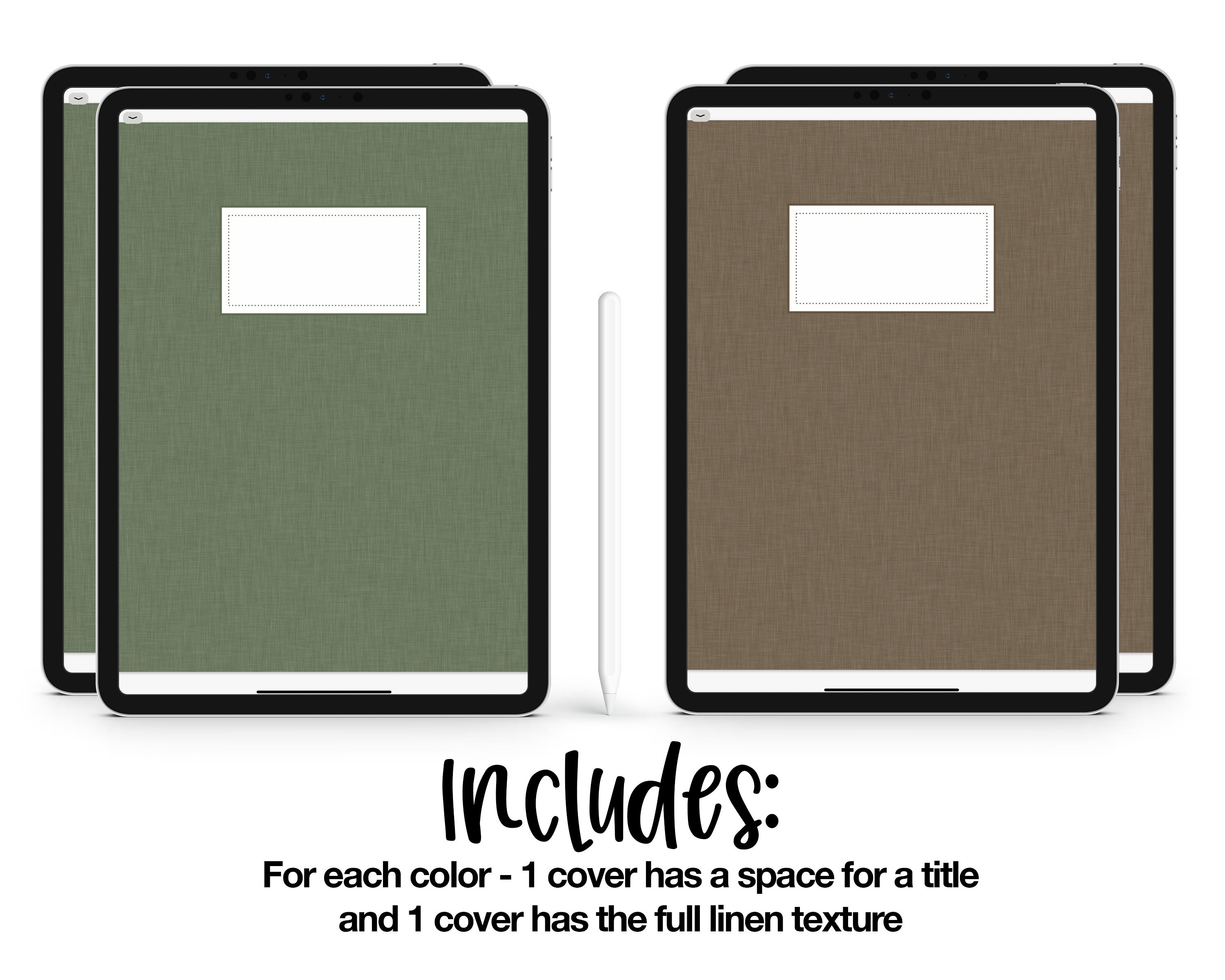 18 Digital Notebook Covers Linen Texture in Earth Tones | Etsy