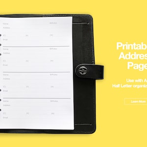 Printable Address Pages - A5 | Half Letter | Instant Download - Etsy