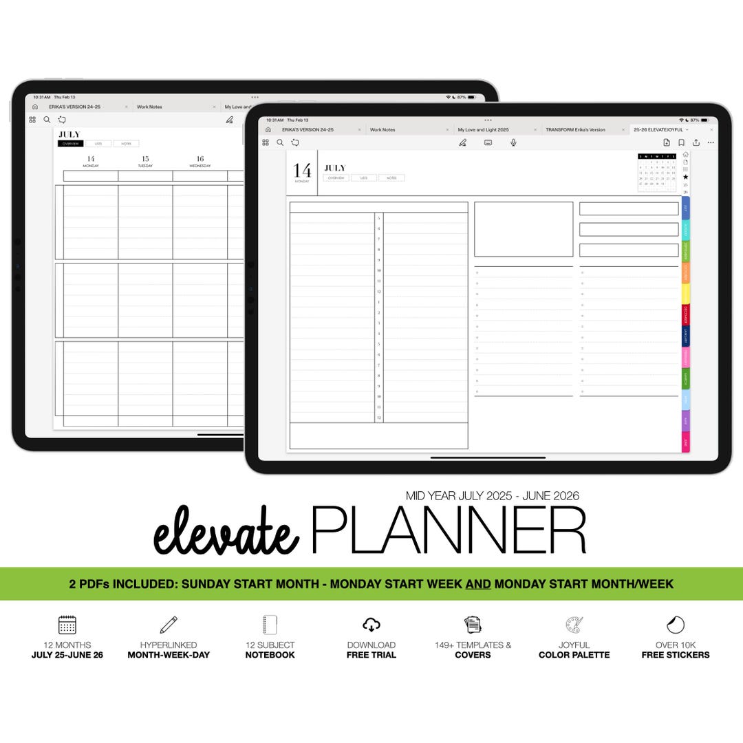 2025-2026 Digital Planner | Elevate | Mid Year July-june | for ...