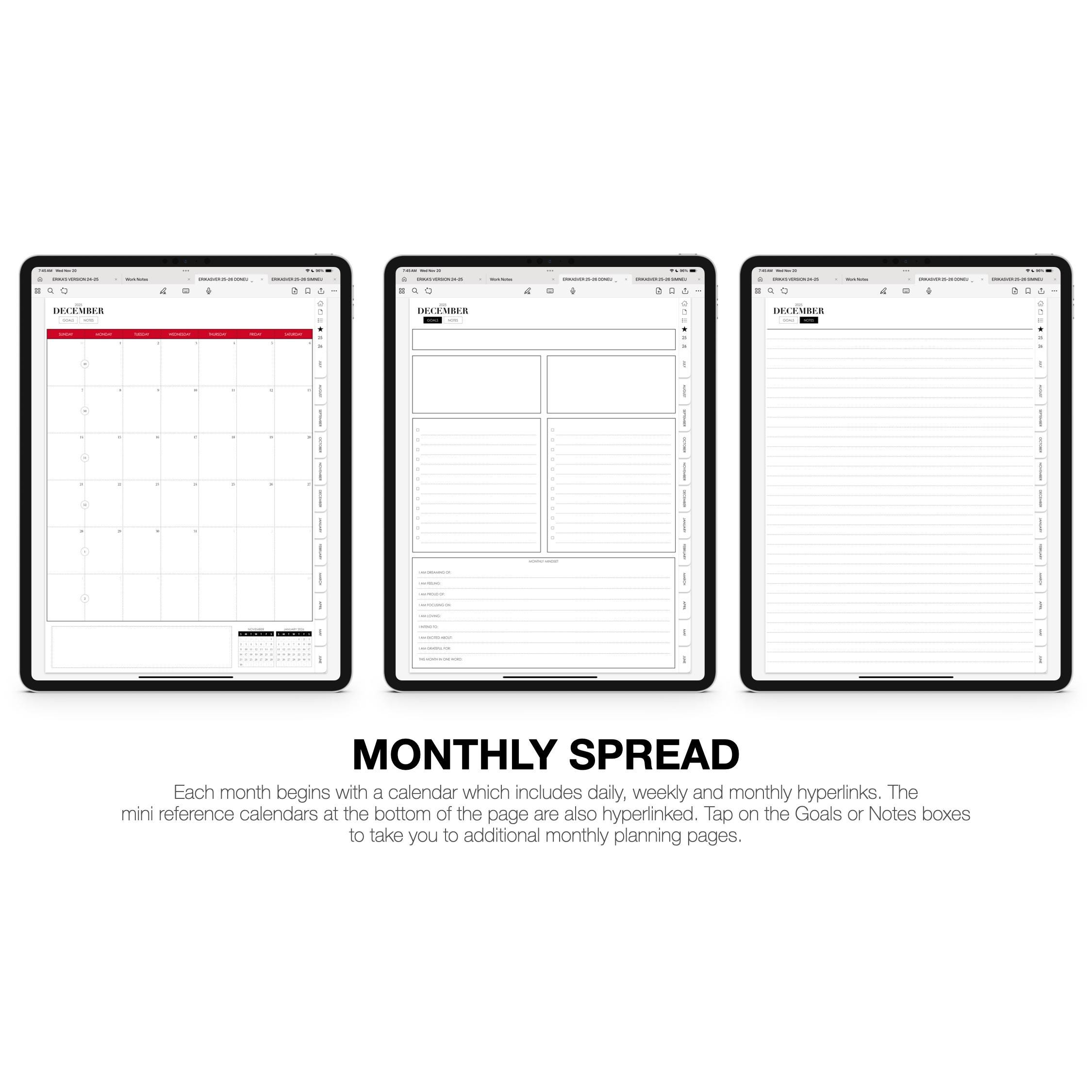 2025-2026 Digital Planner | Simple | Mid Year July-june | for Goodnotes ...