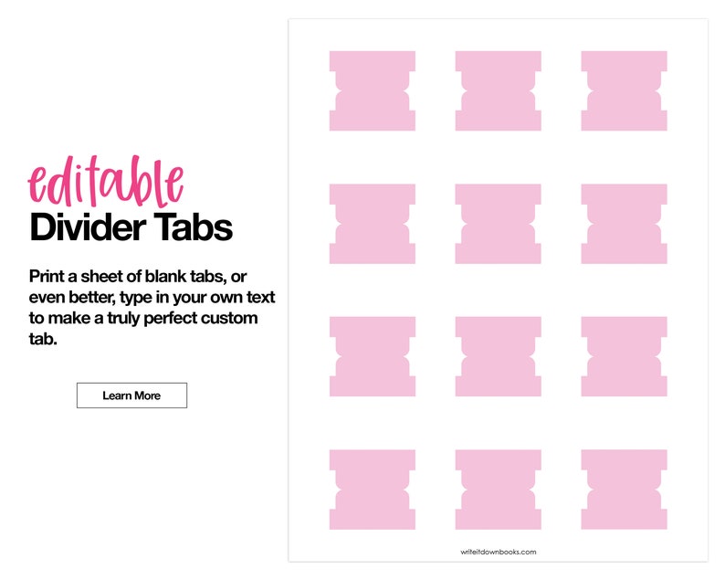 Editable Divider Tabs | Blank | Printable | DIY | Pink - Etsy