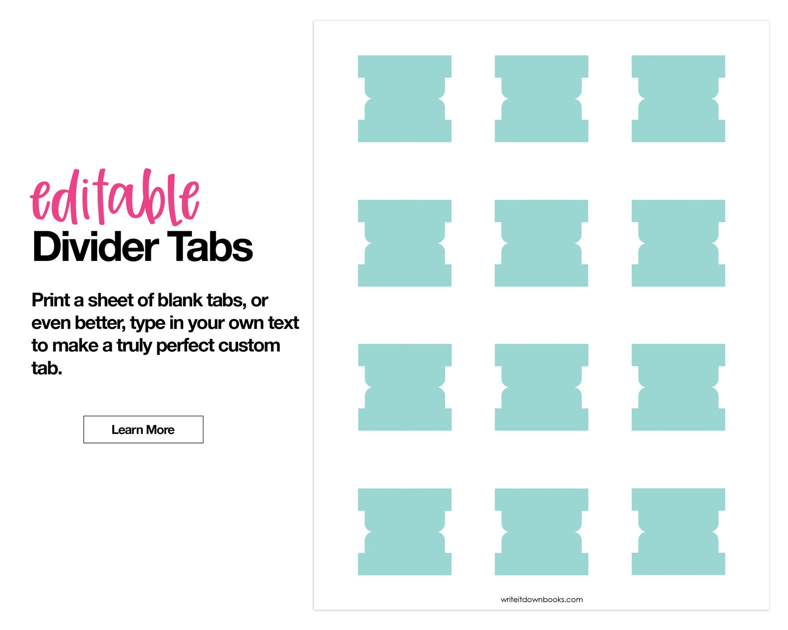 Editable Divider Tabs Blank Printable DIY Soft Aqua - Etsy