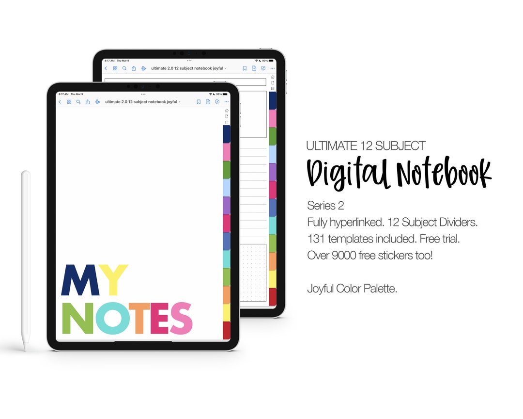 12 Subject Digital Notebook SERIES 2 | Digital Notebook With Tabs | 131 ...