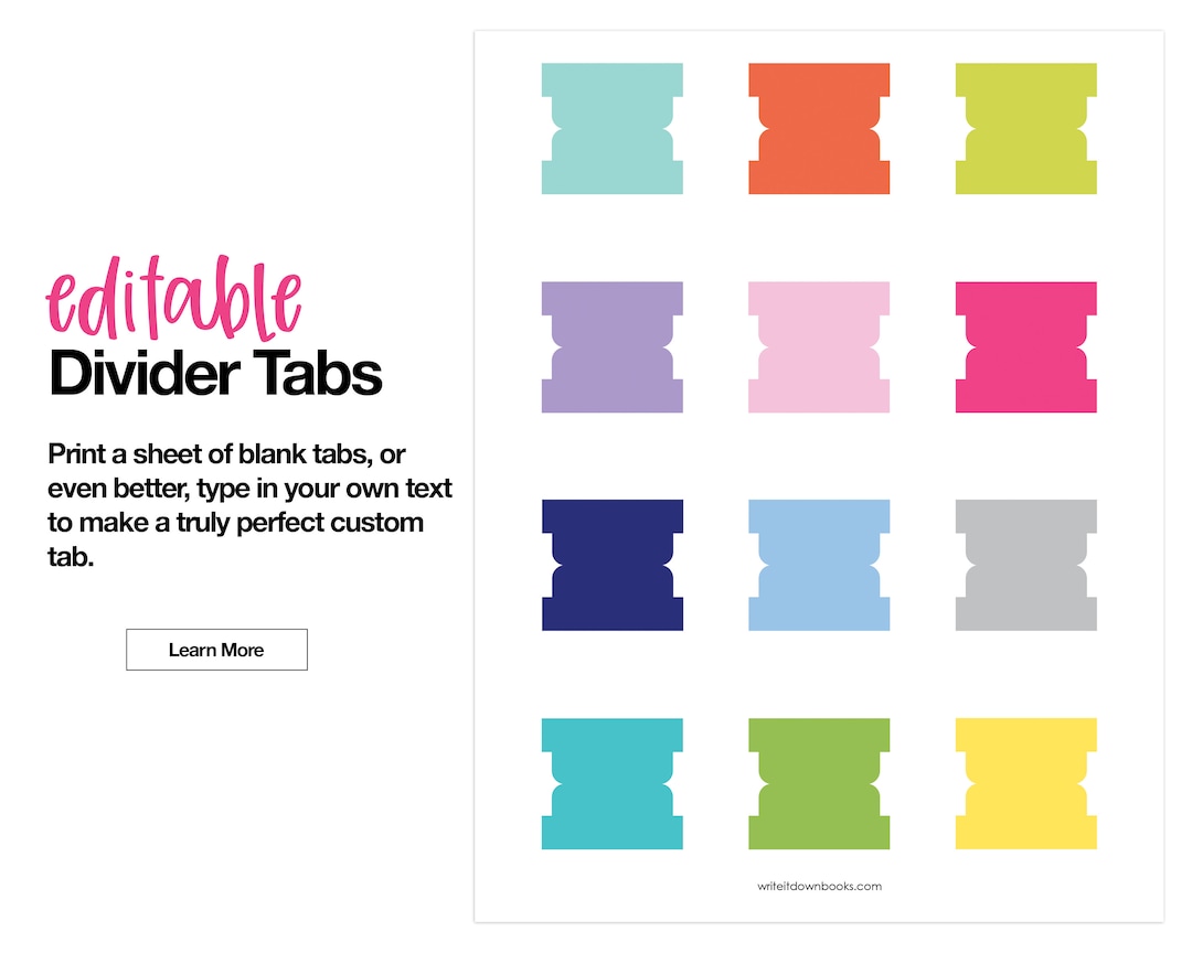 Editable Divider Tabs | Blank | Printable | DIY | Multi Color - Etsy