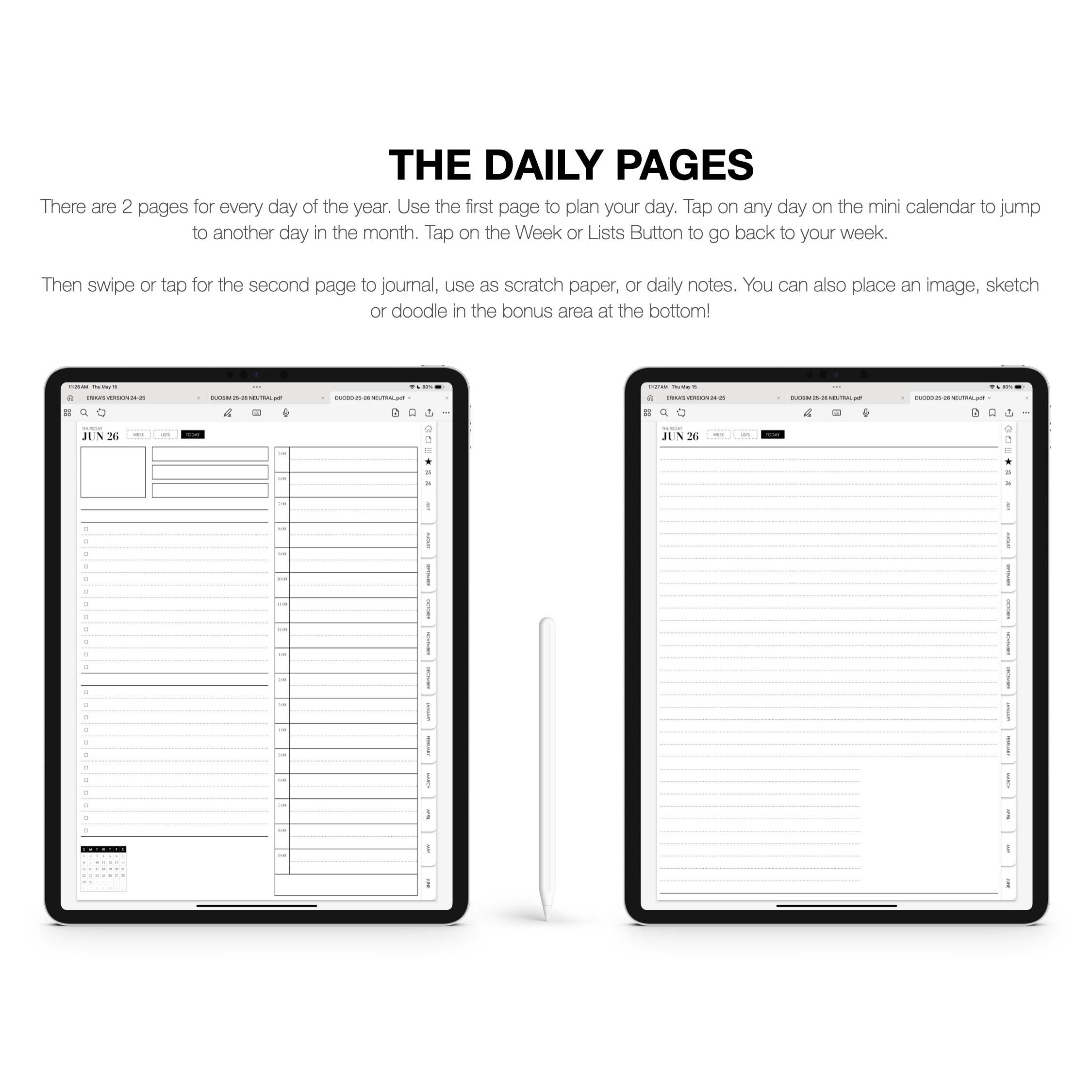 2025-2026 Digital Planner | Deluxe Daily Duo | Mid Year July-june | for ...