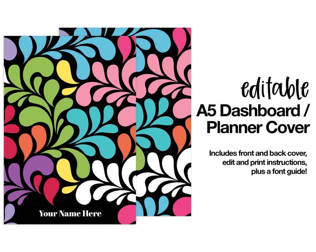 Editable A5 Planner Cover | Dashboard | Printable | Personalized ...