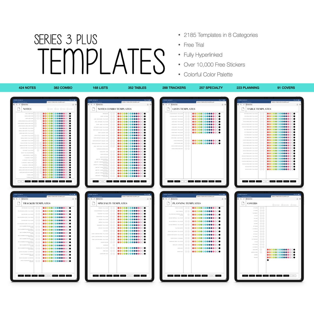 2185 Digital Templates | Series 3 PLUS | for Goodnotes (colorful Color ...