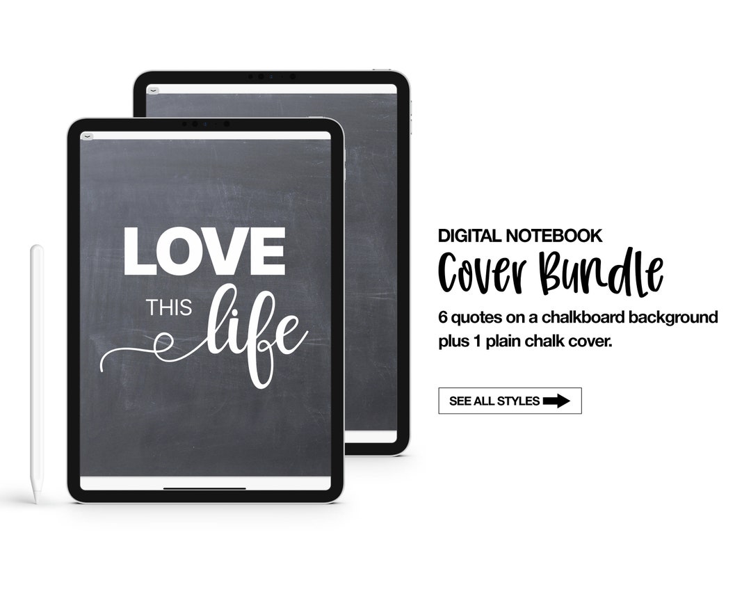Chalk Quote Digital Notebook Cover Bundle | Goodnotes | Notability ...