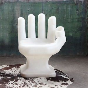 1970s Vintage Mid Century Modern Hand Lounge Chair, in White-- One ...