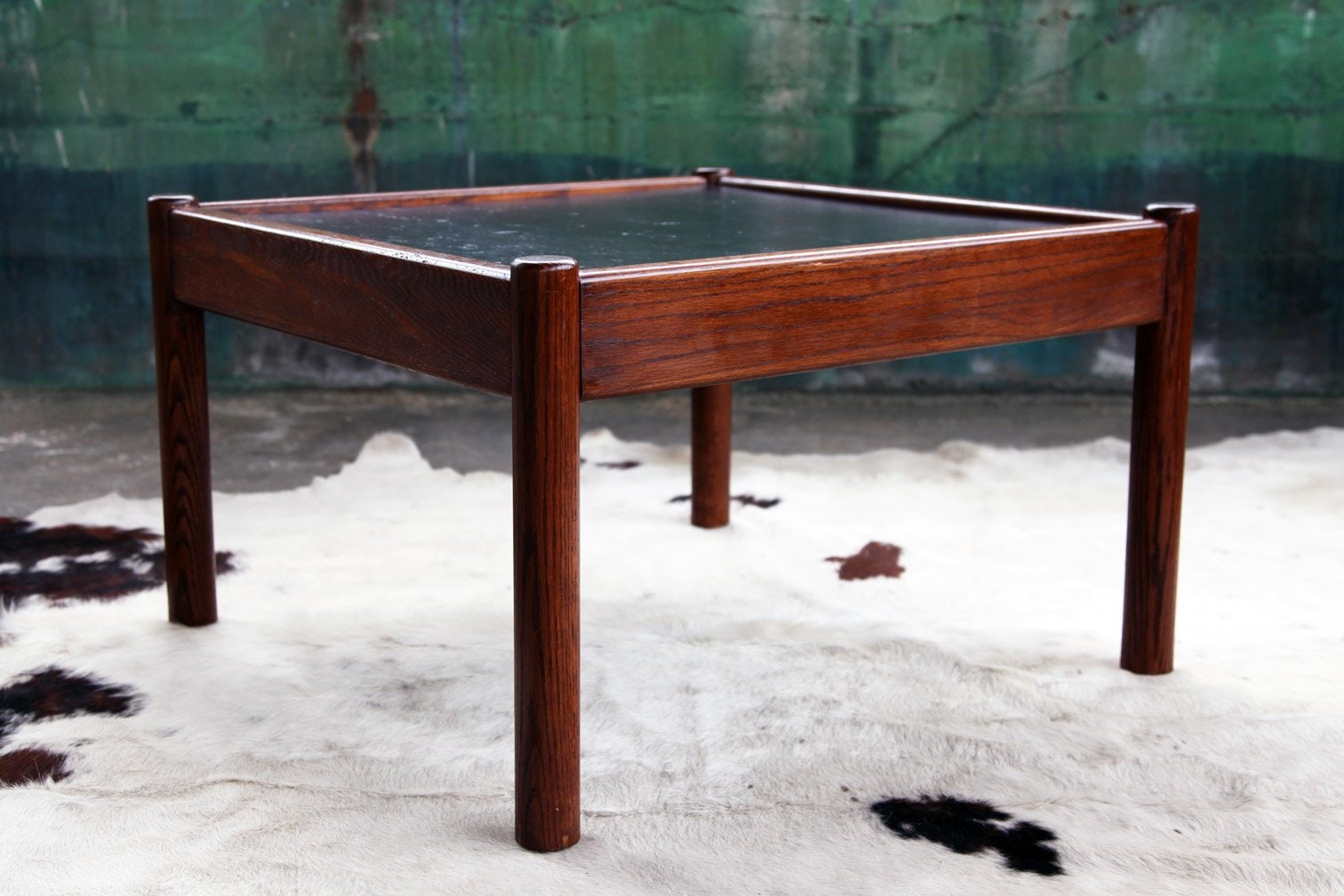 Gorgeous Mid Century Black Slate Stone Rosewood Teak Solid Coffee ...
