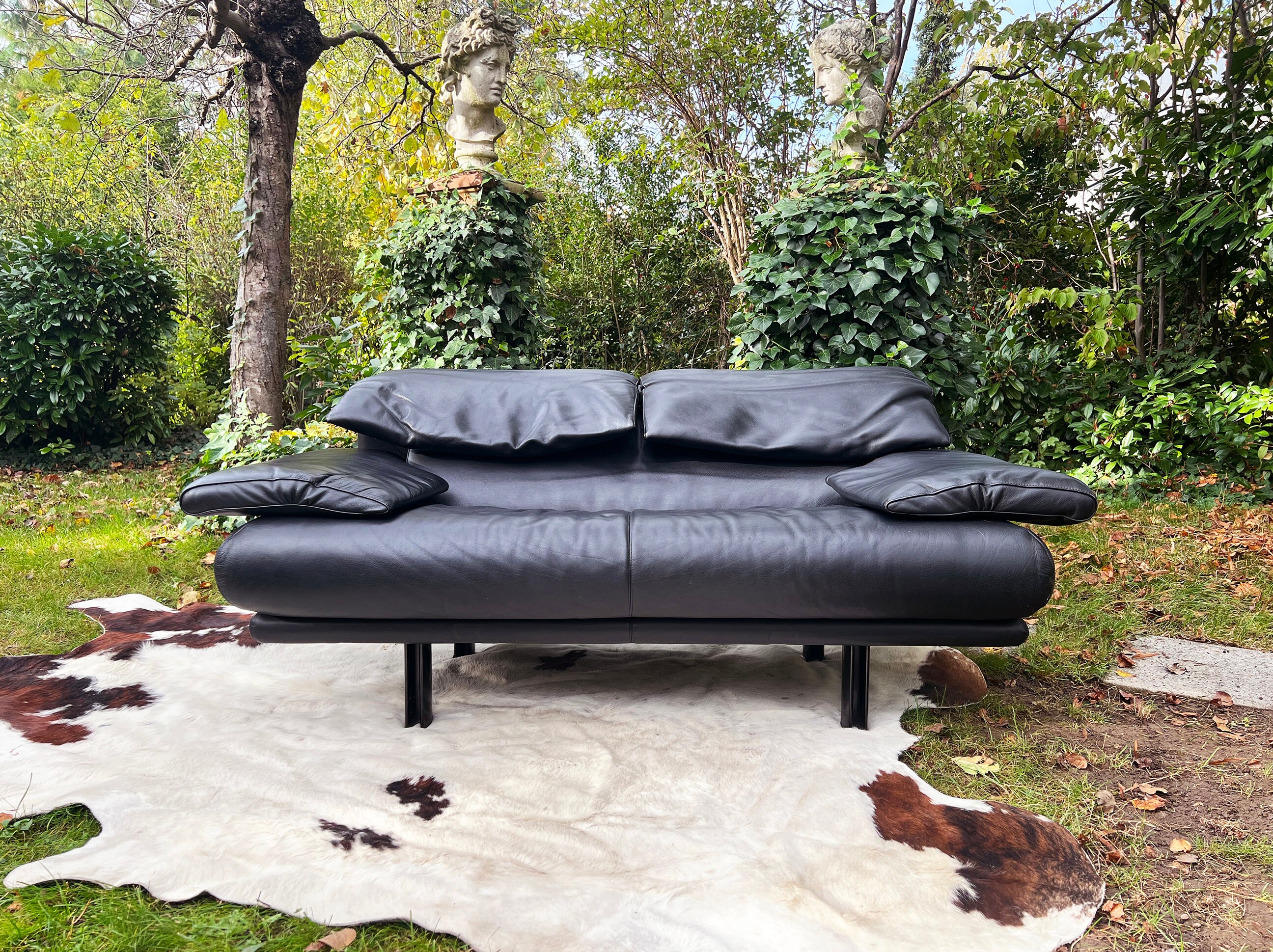 Paolo Piva Alanda Black Leather Convertible Sofa B b Italia 1980s Etsy