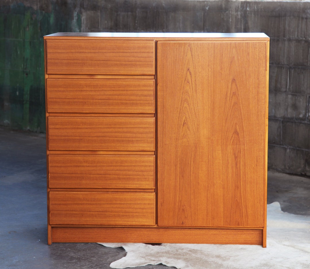 HOLD *** Mid Century Danish Modern Solid Teak Scan Coll Highboy Cabinet ...