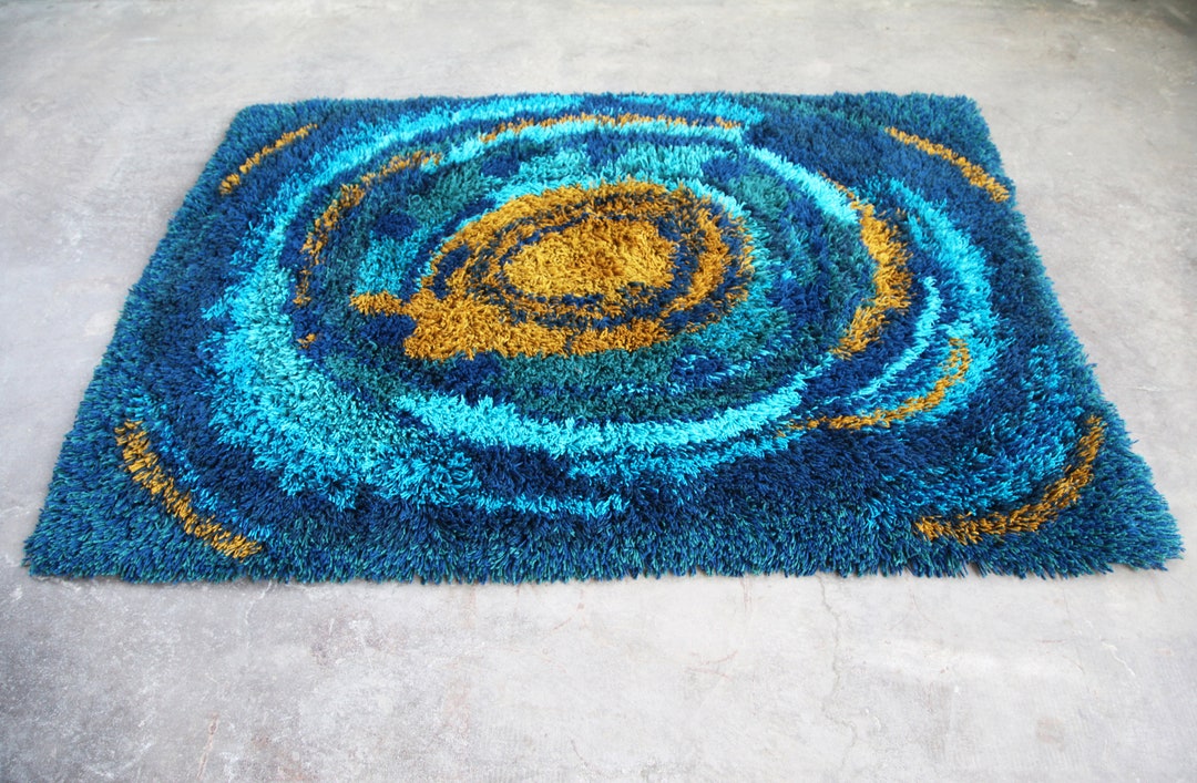 High Pile Mid Century Vintage Like New Shag Rug Rya Rug, Swedish ...