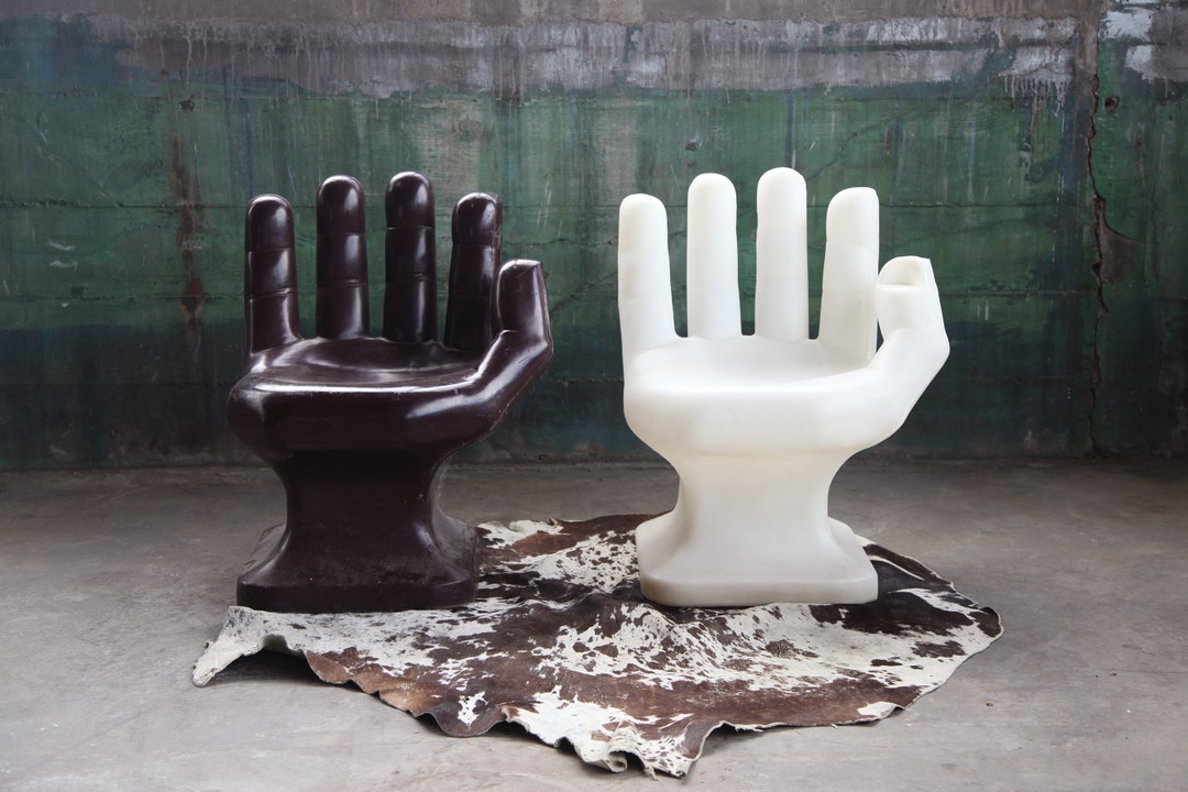 1970s Vintage Mid Century Modern Hand Lounge Chair, in White-- One ...