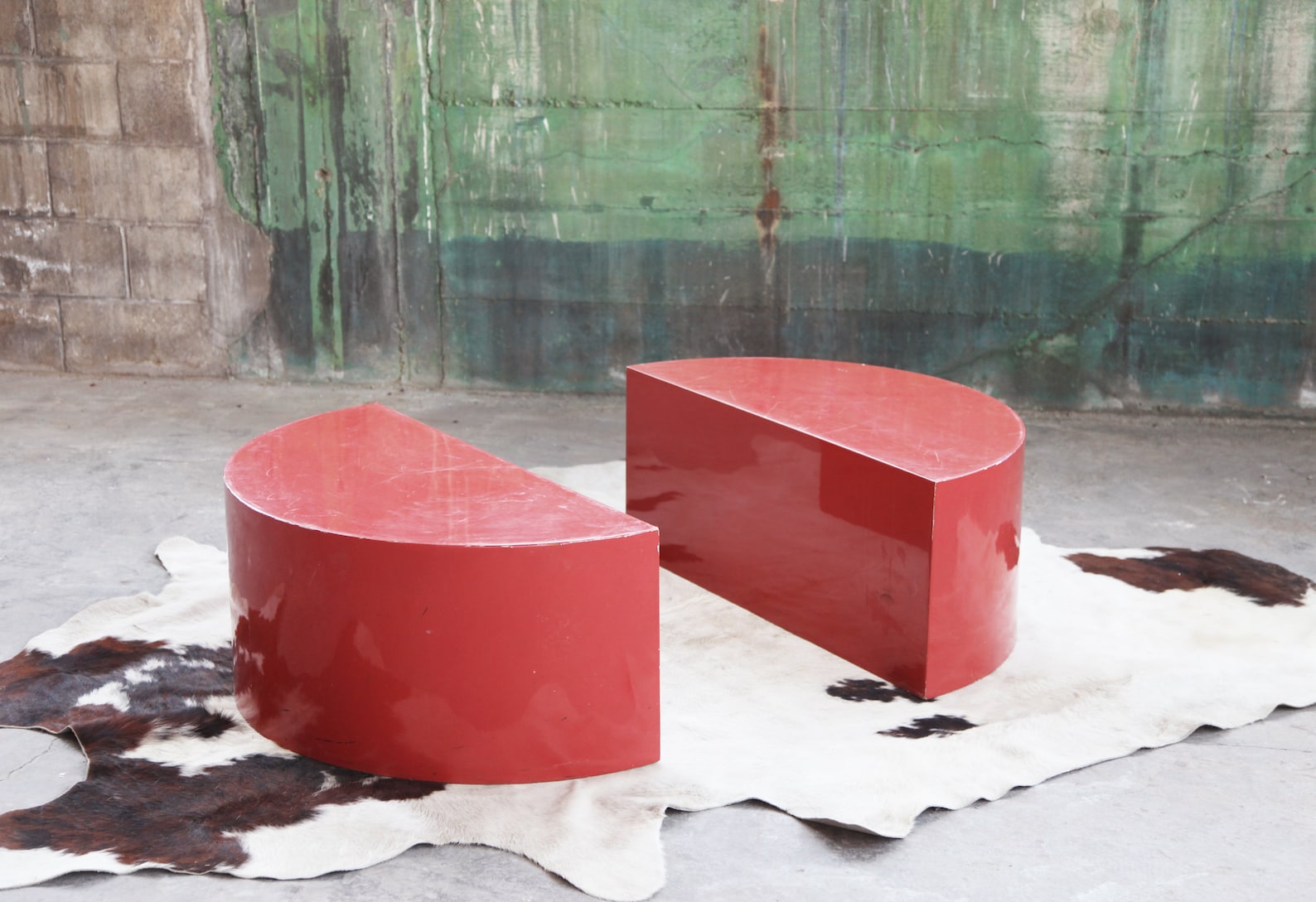 SOLD*RARE Lacquered Intrex Habitat Post Modern 80s Geometric PAIR End ...