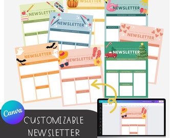 Editable Monthly Newsletter Template: Canva Customizable Design - Etsy