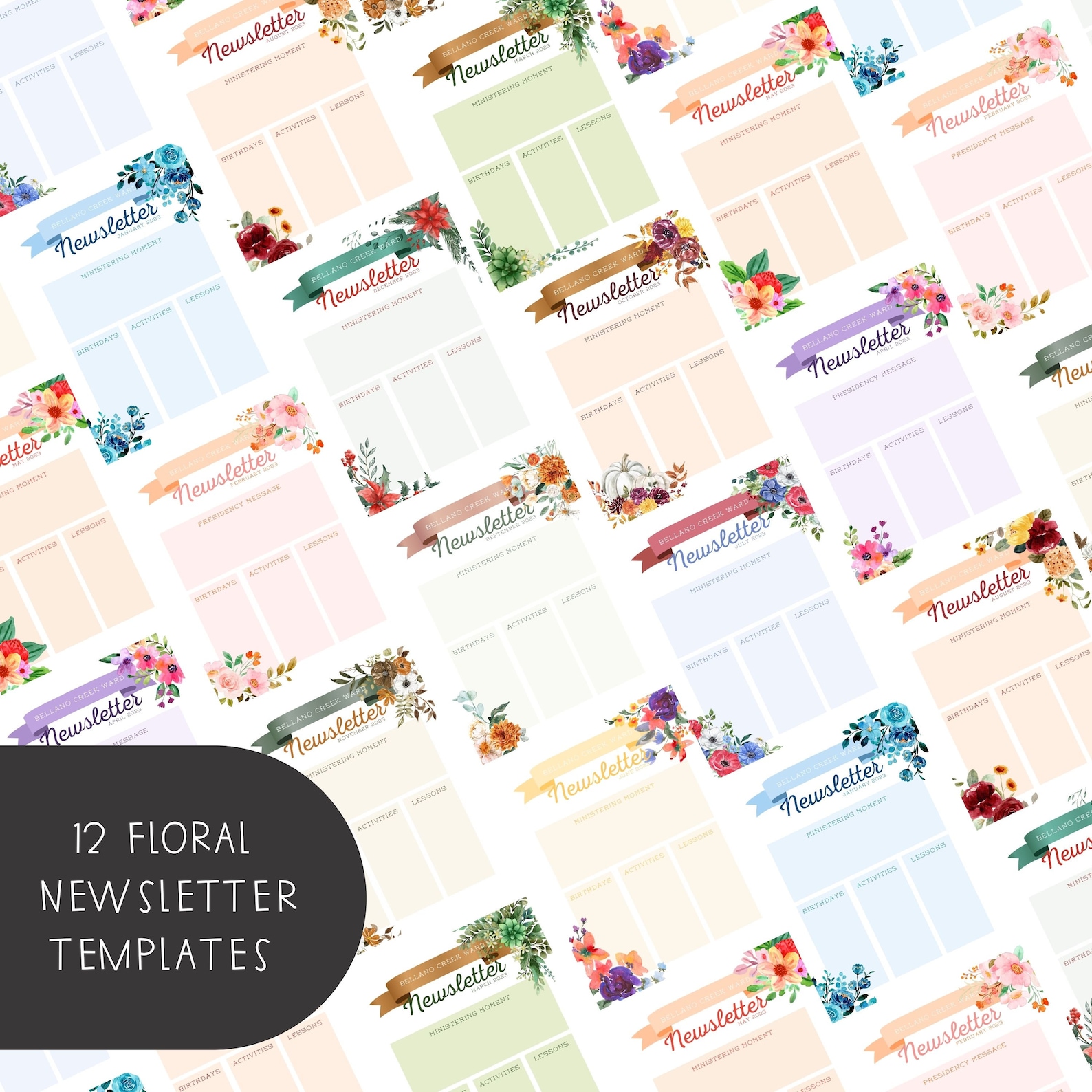 Editable Monthly Newsletter Template, Relief Society Newsletter, Young ...