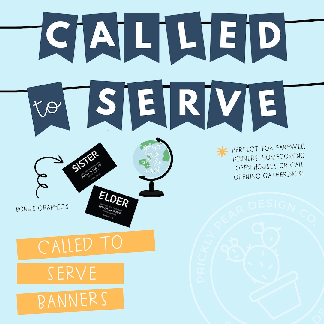 LDS Mission Call Banner: "called to Serve" Blue Printable (digital ...