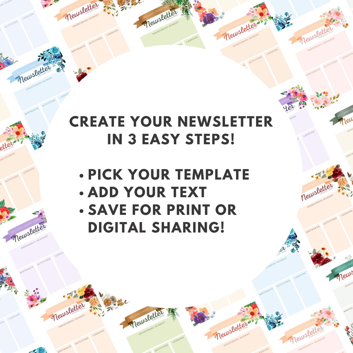 Editable Monthly Newsletter Template, Relief Society Newsletter, Young ...