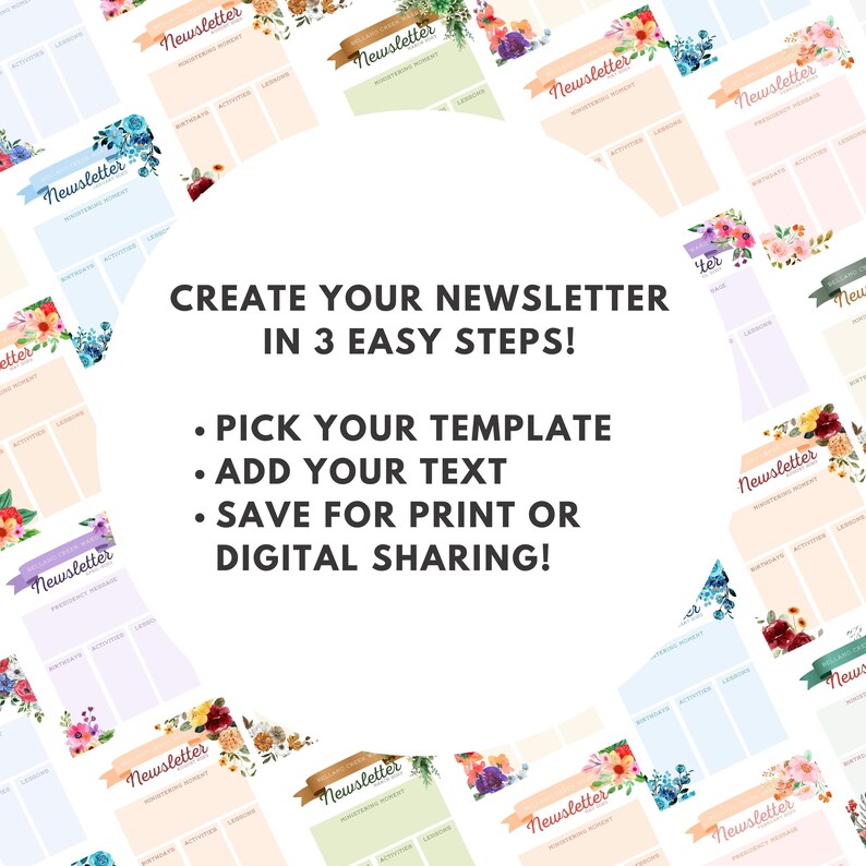 Editable Monthly Newsletter Template, Relief Society Newsletter, Young ...