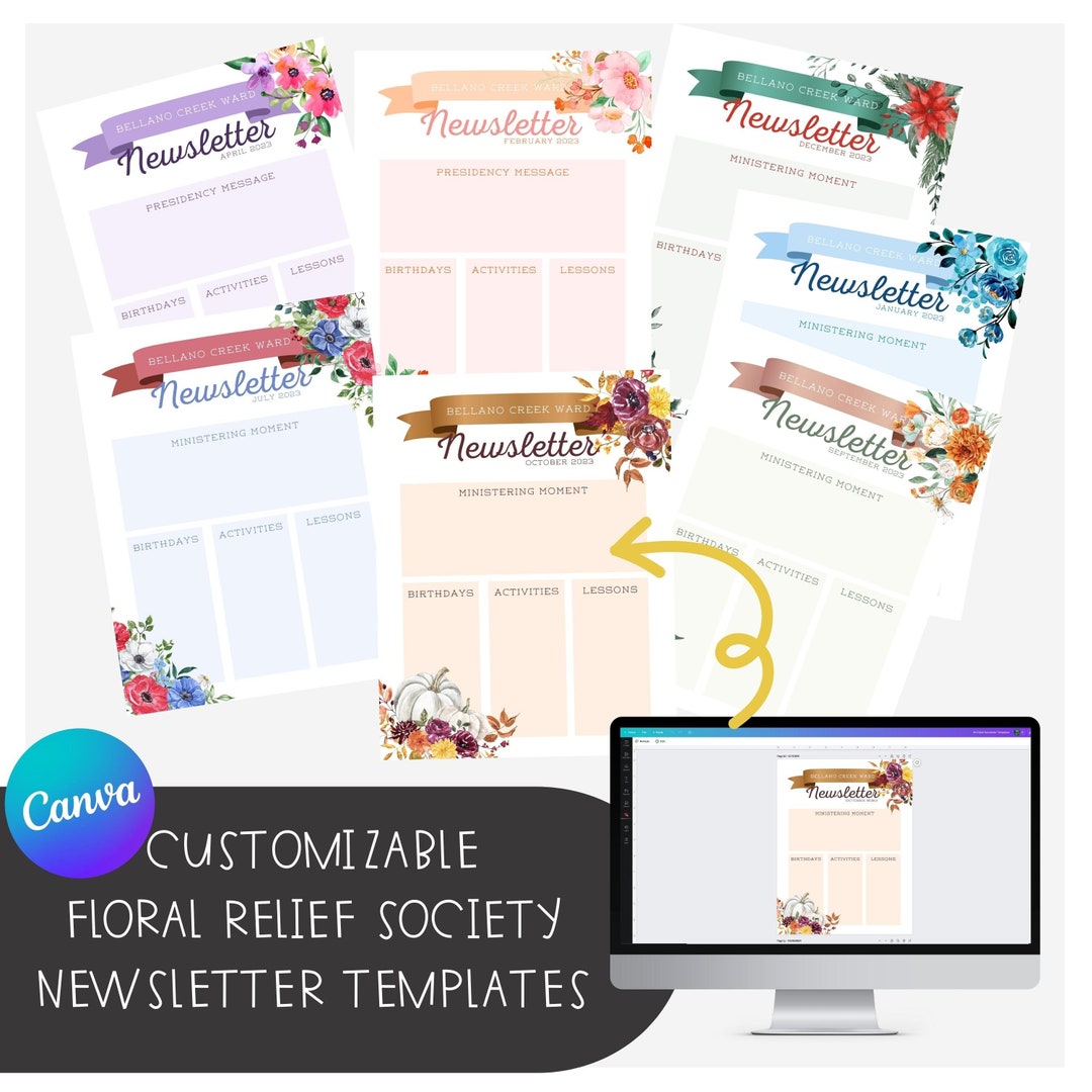 Editable Monthly Newsletter Template, Relief Society Newsletter, Young ...