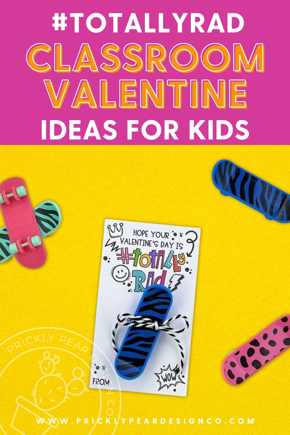 Totally Rad Skateboard Valentines Card, Valentine Tag, Kids Classroom ...