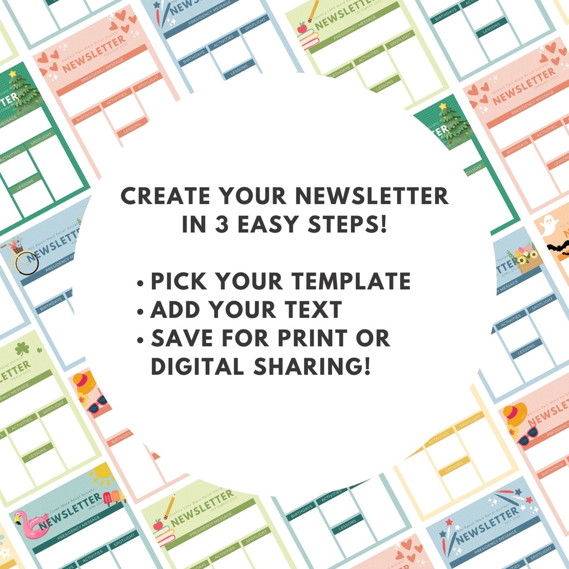 Editable Monthly Newsletter Template Young Women Newsletter - Etsy