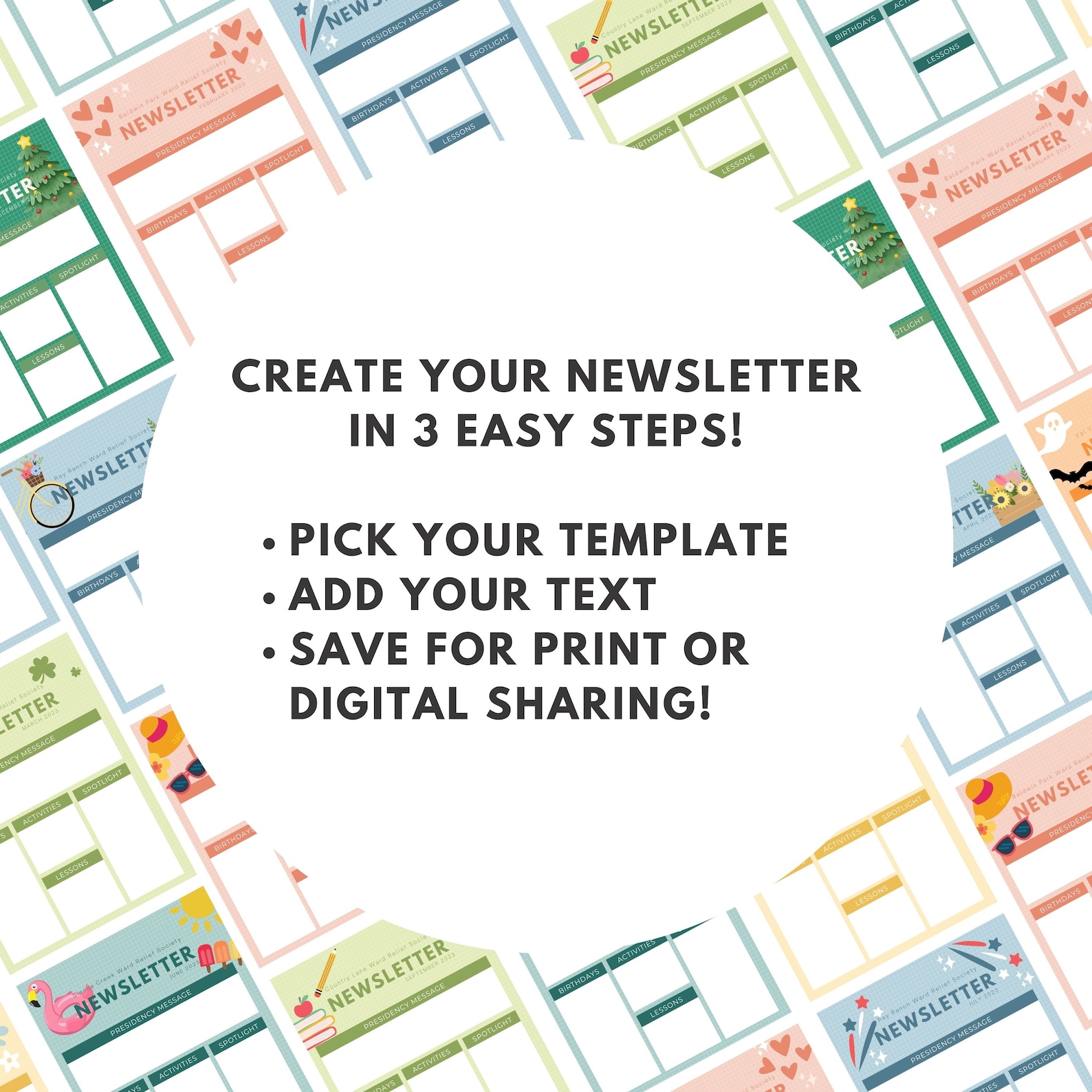 Editable Monthly Newsletter Template Young Women Newsletter - Etsy