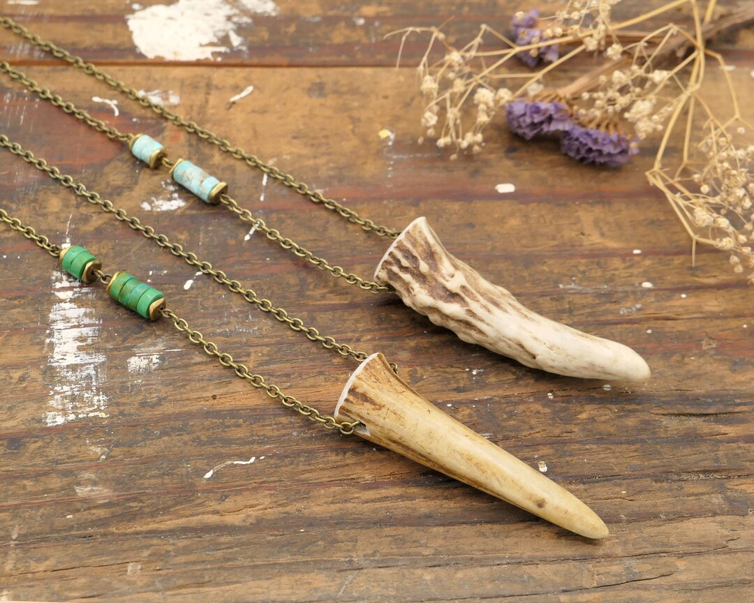 Deer Antler Pendant, Nature Charm Necklace Boho, Long Layering - Etsy