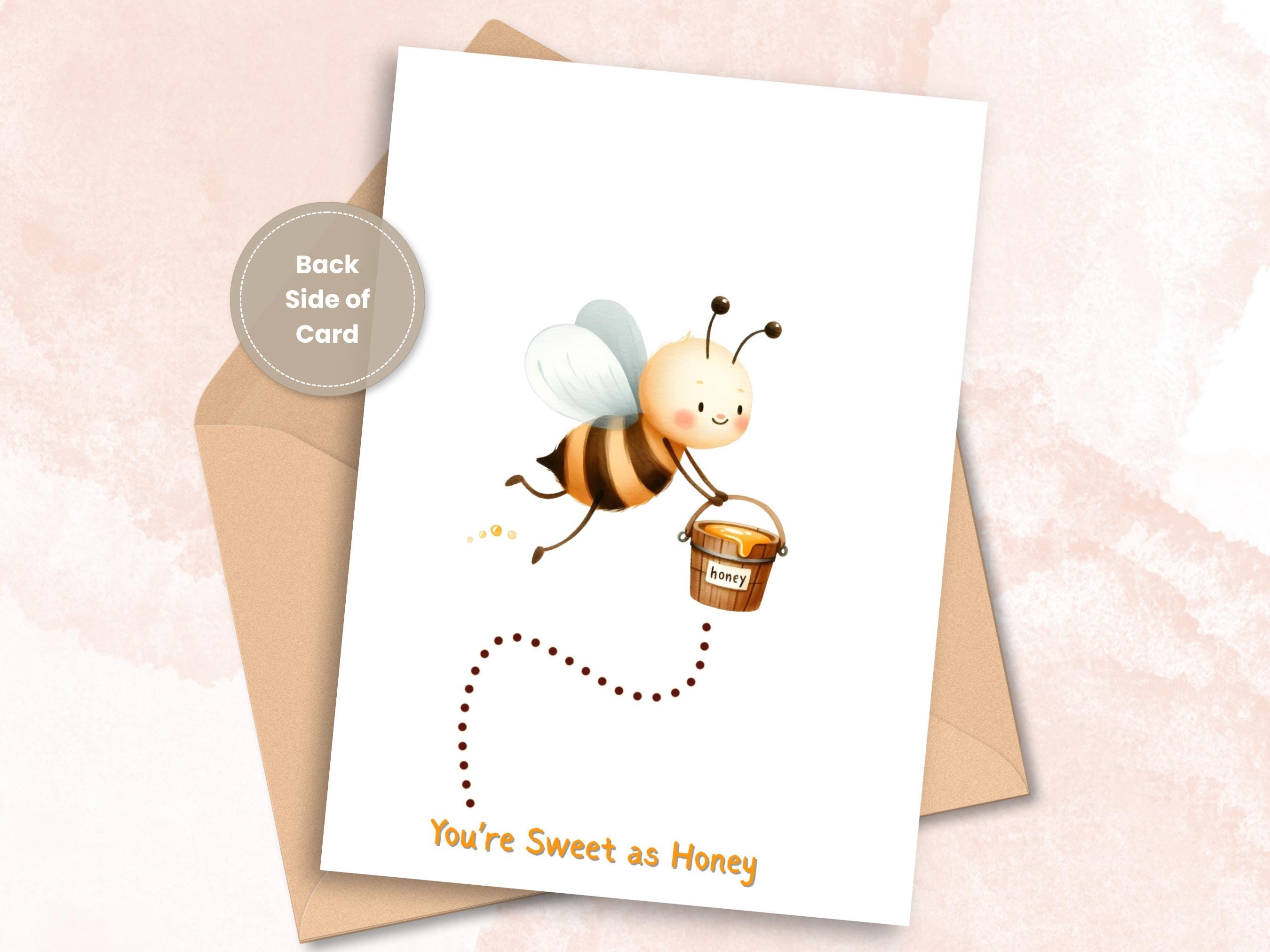 Bee Thank You Card Printable | 4x6 Foldable Card With Envelope Template ...