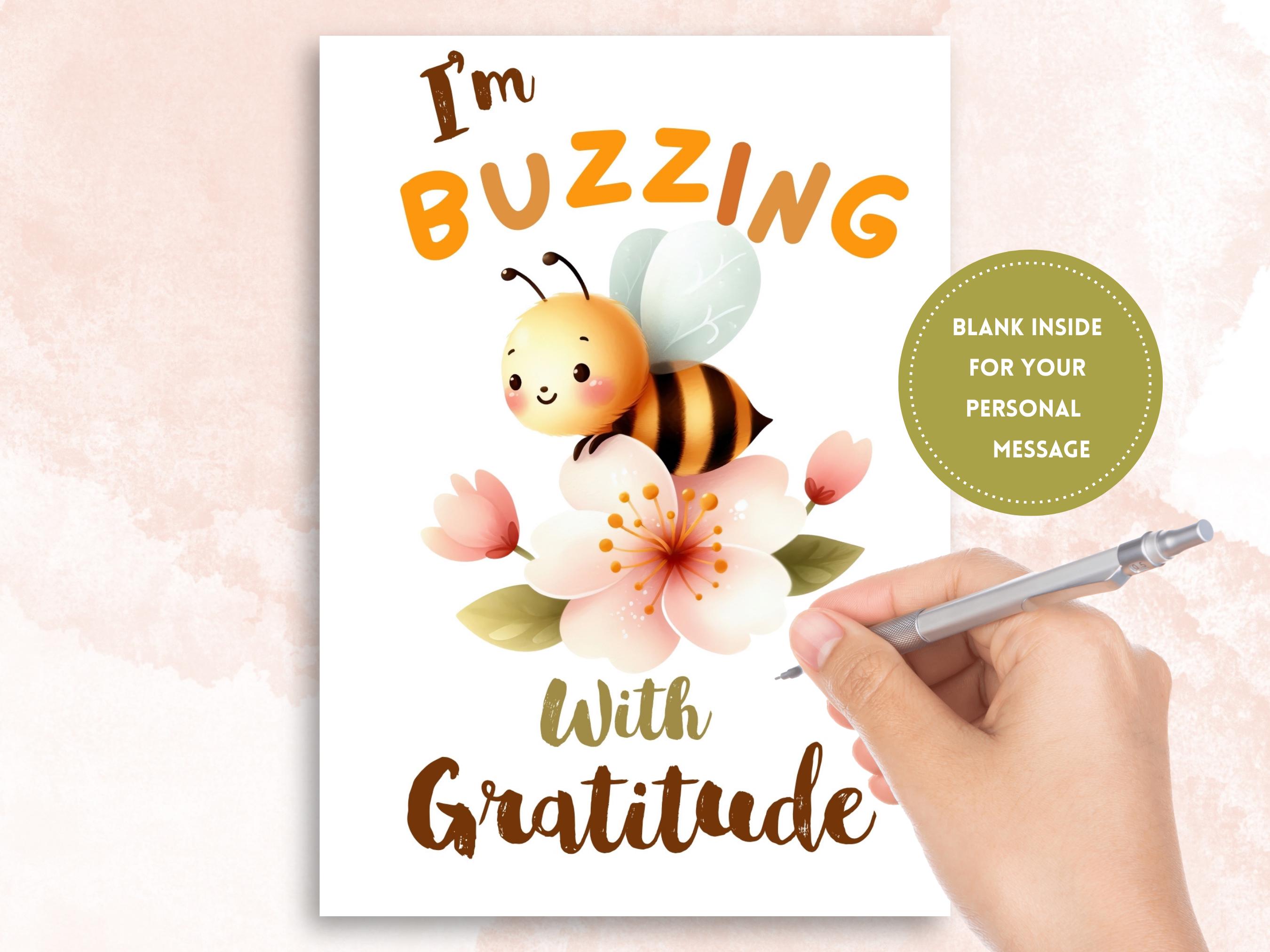 Bee Thank You Card Printable | 4x6 Foldable Card With Envelope Template ...