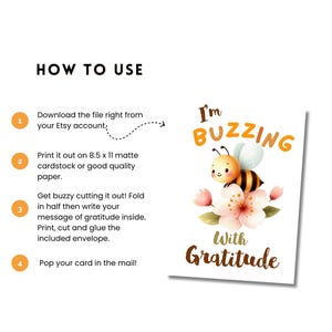 Bee Thank You Card Printable | 4x6 Foldable Card With Envelope Template ...