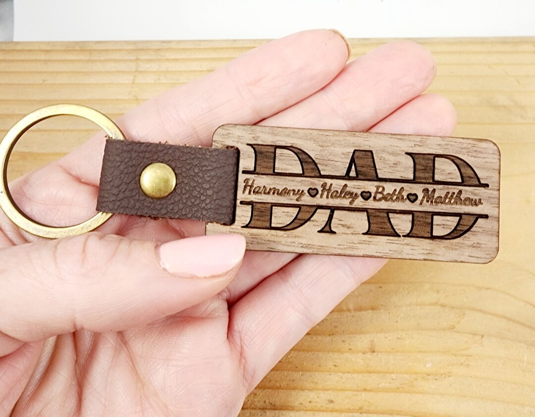 Personalized Keychain for Dad, Personalized Wood Keychain for Dad ...