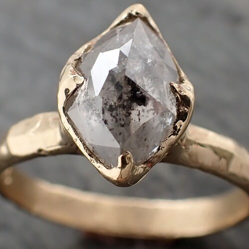 Carbonado Fancy Cut Solitaire Engagement 18k Yellow Gold - Etsy