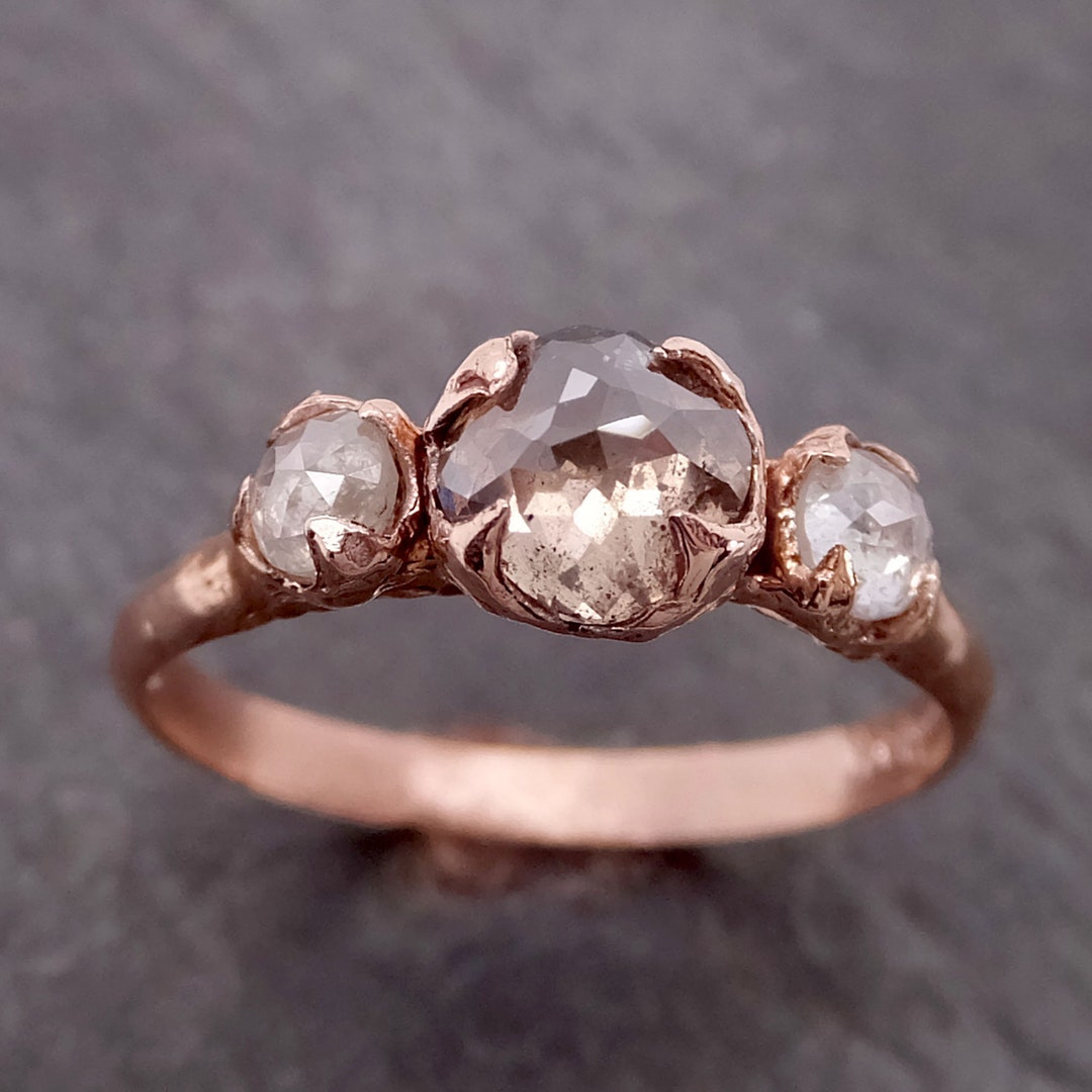Champagne Fancy Cut Diamond Engagement 14k Rose Gold Multi Stone ...